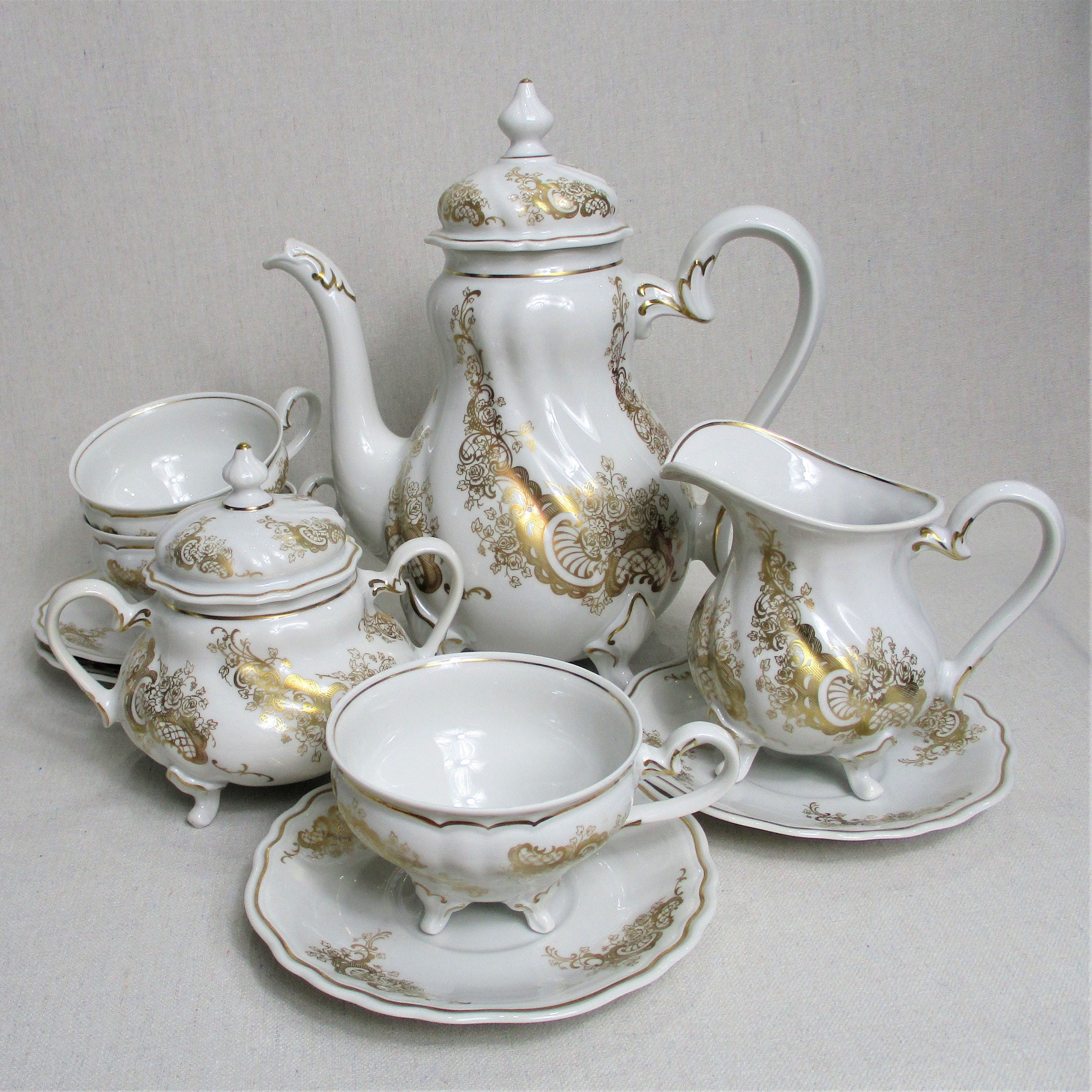 Vintage Weimar White and Gold Coffee / Tea Set. Weimar. Germany - Etsy