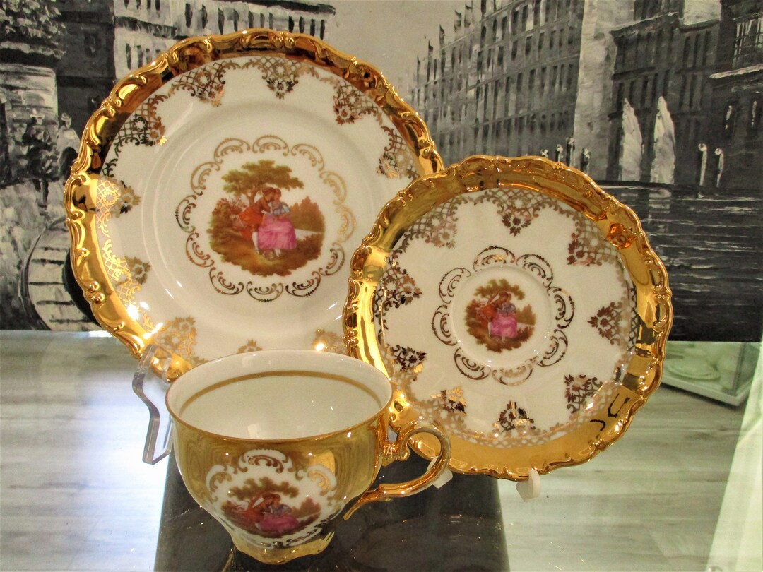 STW Bavaria Germany Fragonard Rococo Style Courting Couples Trio ...