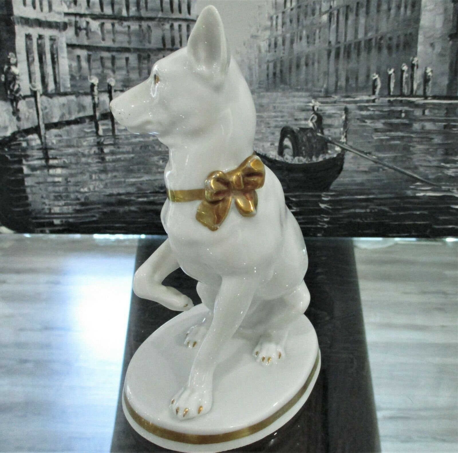 Seltene antike Art Deco Porzellan Hund Figur Metzler & Ortloff 1930 ...