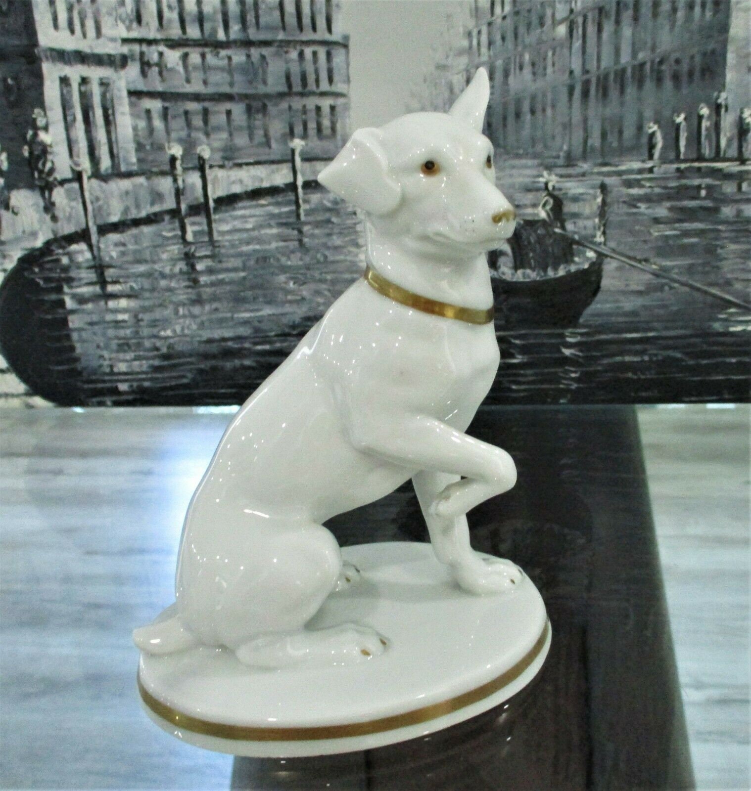 Seltene antike Art Deco Porzellan Hund Figur Metzler & Ortloff 1930 ...