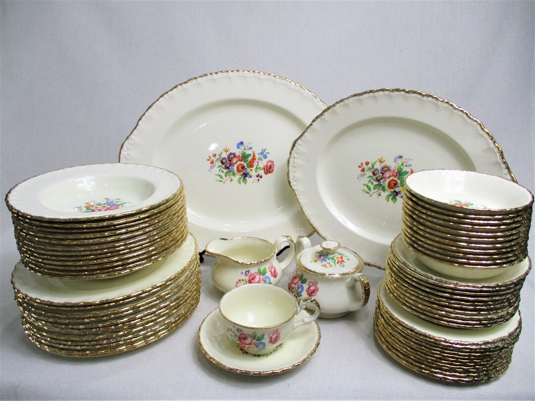 Antique Grindley Creampetal Gold Trim Dinnerware and Tea Sets. England ...