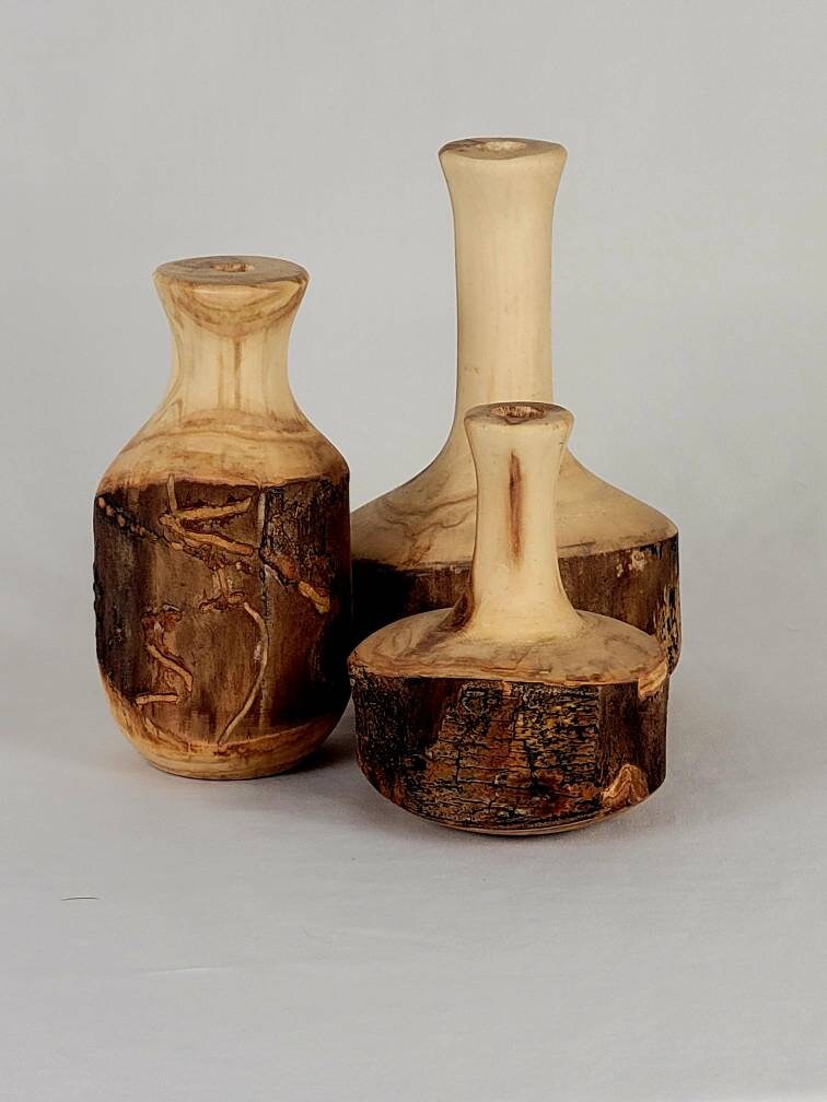 Twig Pots Set of 3 Rustic Twig Pot Vases. Aspen Wood Home - Etsy