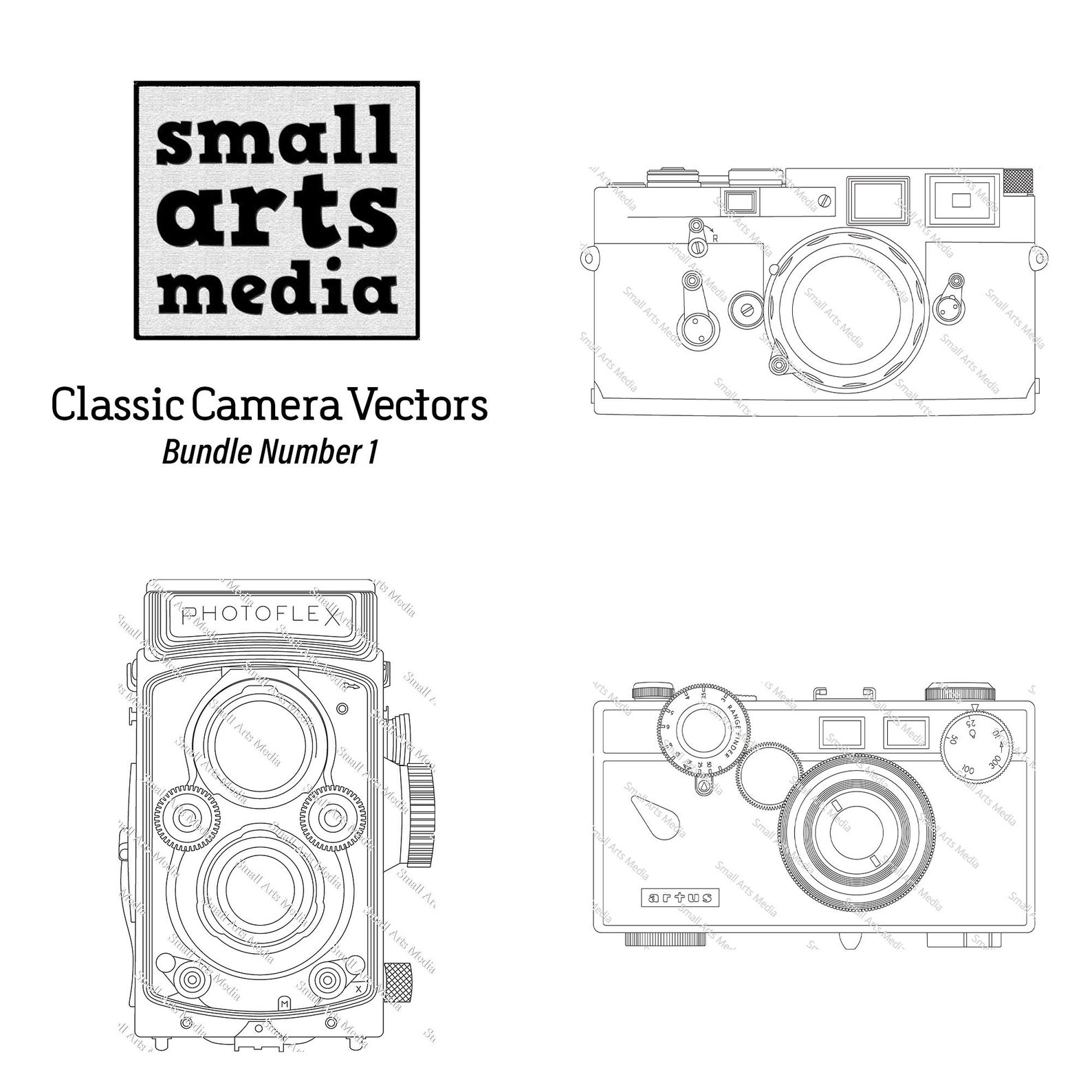 Classic Camera Vectors Bundle Number 1 - Argus C3, Rolleiflex & Leica ...