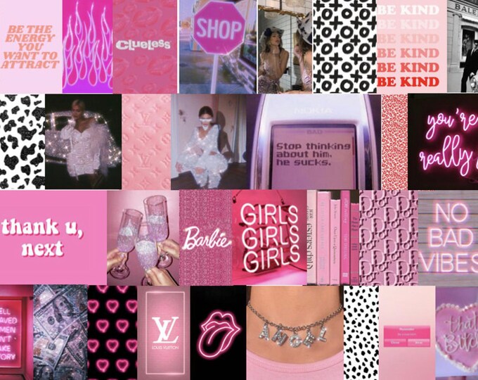 40 Pink Boujee Baddie Collage Aesthetic Trendy Vogue Etsy
