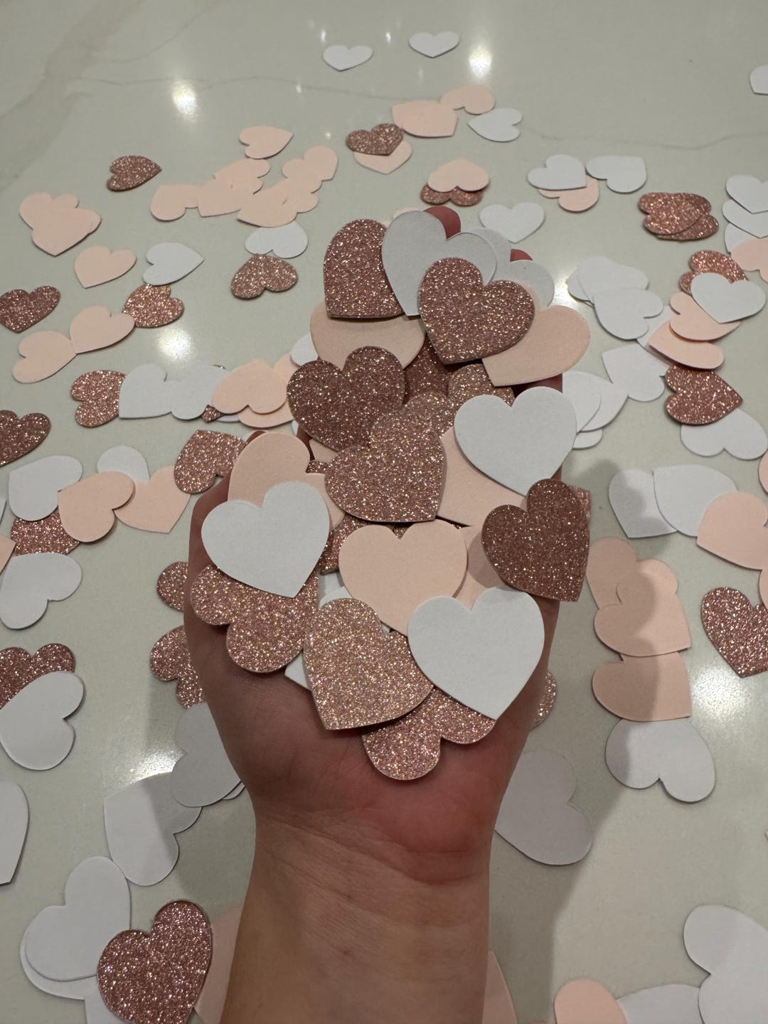 Heart Confetti | Pack of 150 | Pink, White, Gold Hearts | Party ...