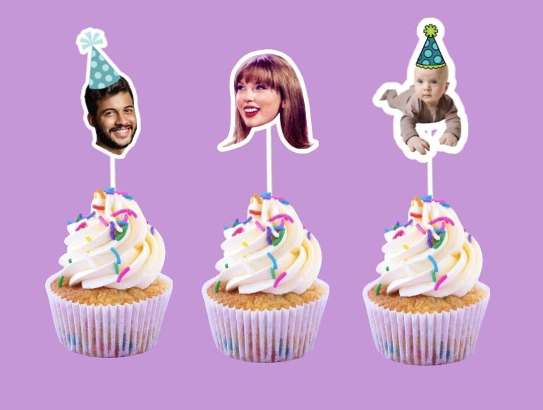 Custom Personalized Cupcake Cake Photo Toppers Face Topper Picks, Great ...