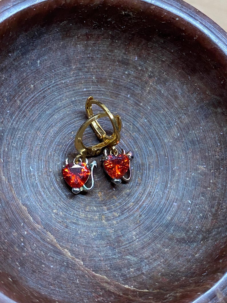 Lil’ Red Heart Devil Hoop Earrings - Etsy