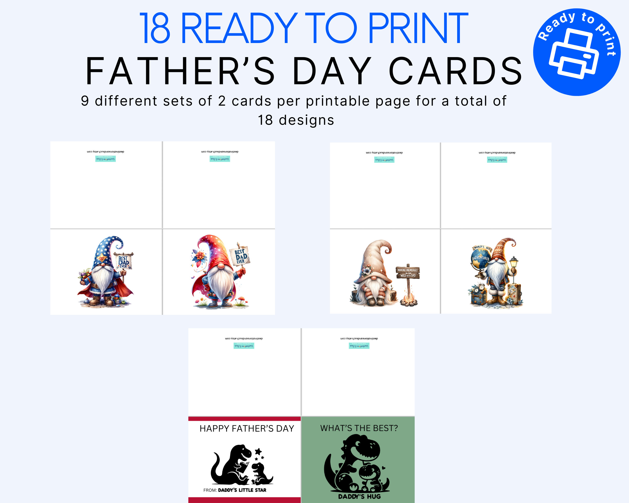 Fathers Day Printable Cards for Dad Set of 18 Cards Celebrate Dads ...