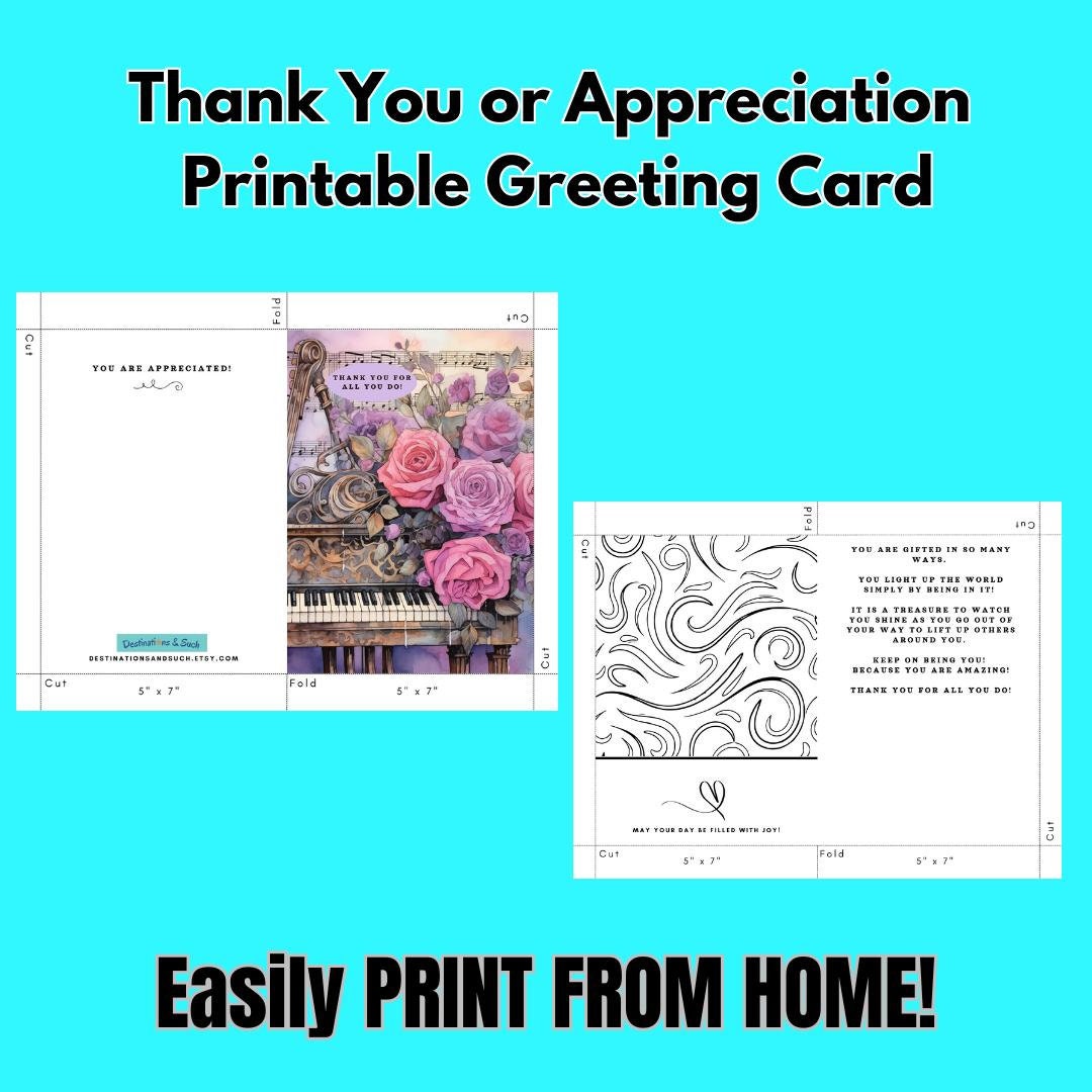 Printable THANK YOU Card Appreciation Card Printable Greeting Card ...