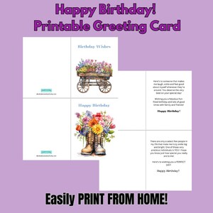 Birthday Card Flowers Gardening Theme 2 Pack Printable Greeting Card ...