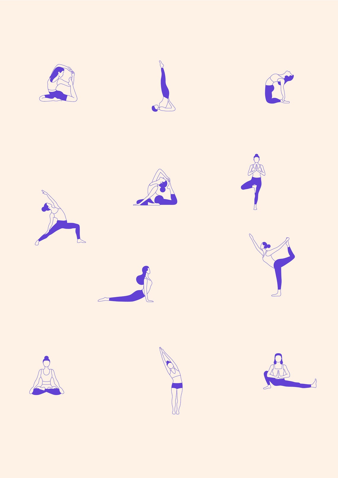 Printable Art Yoga Poses Printable Wall Art Yoga Print Decor, Digital ...