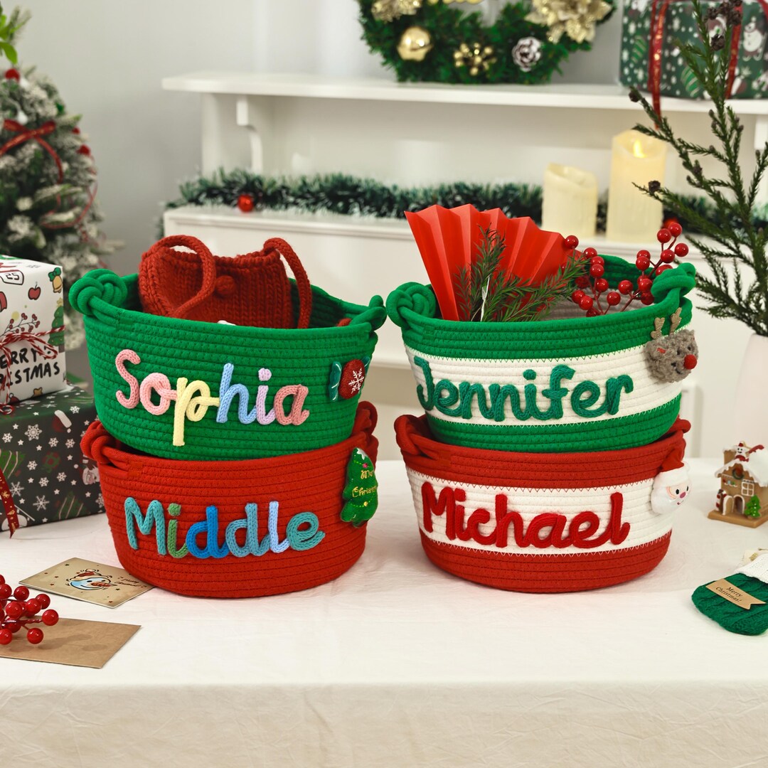 Personalized Christmas Basket/ Custom Christmas Gift Basket With Name ...