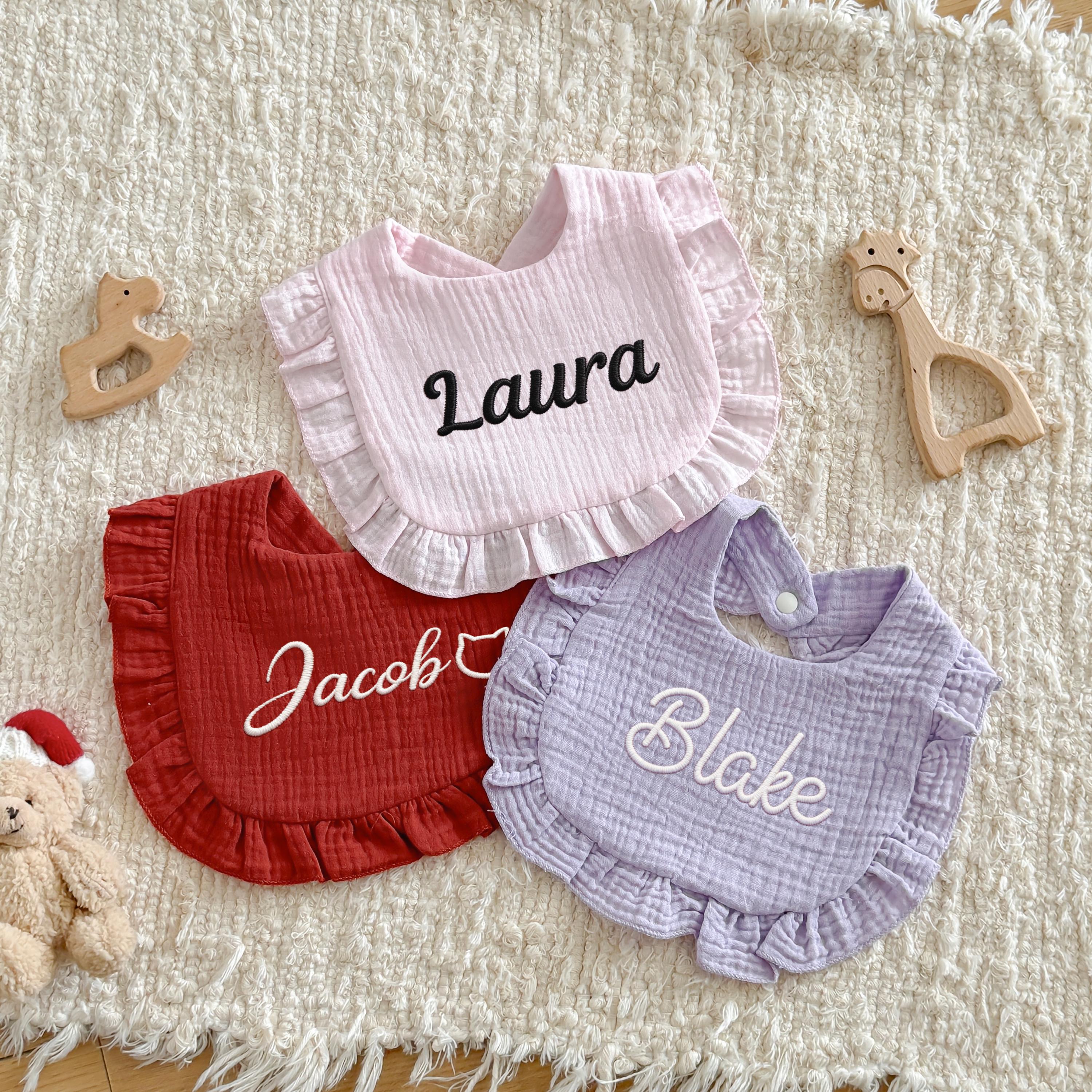 Personalized Ruffle Soft Cotton Baby Bib/ Monogrammed Bib/ Baby ...