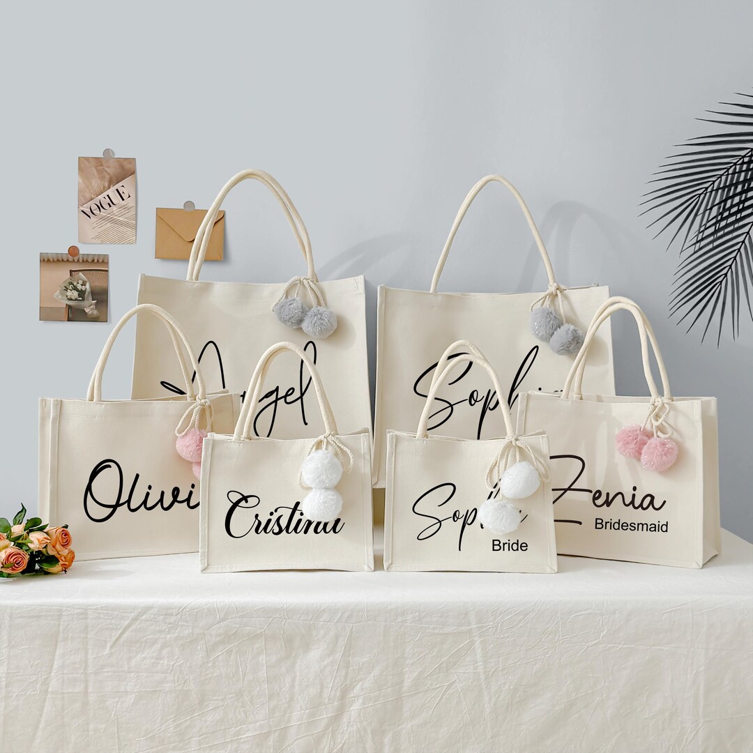 Personalized Canvas Bags/ Bridesmaid Gift Bags/ Custom Tote Bag/ Name ...