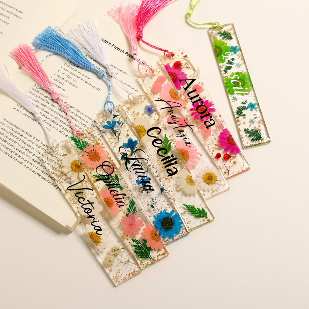 Personalized Name Pressed Daisy Bookmark/ Acrylic Bookmark/ Unique ...