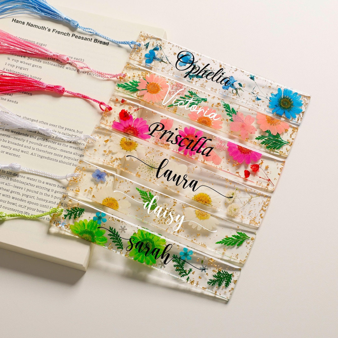 Personalized Acrylic Pressed Flower Bookmark/ Custom Floral Reader Gift ...