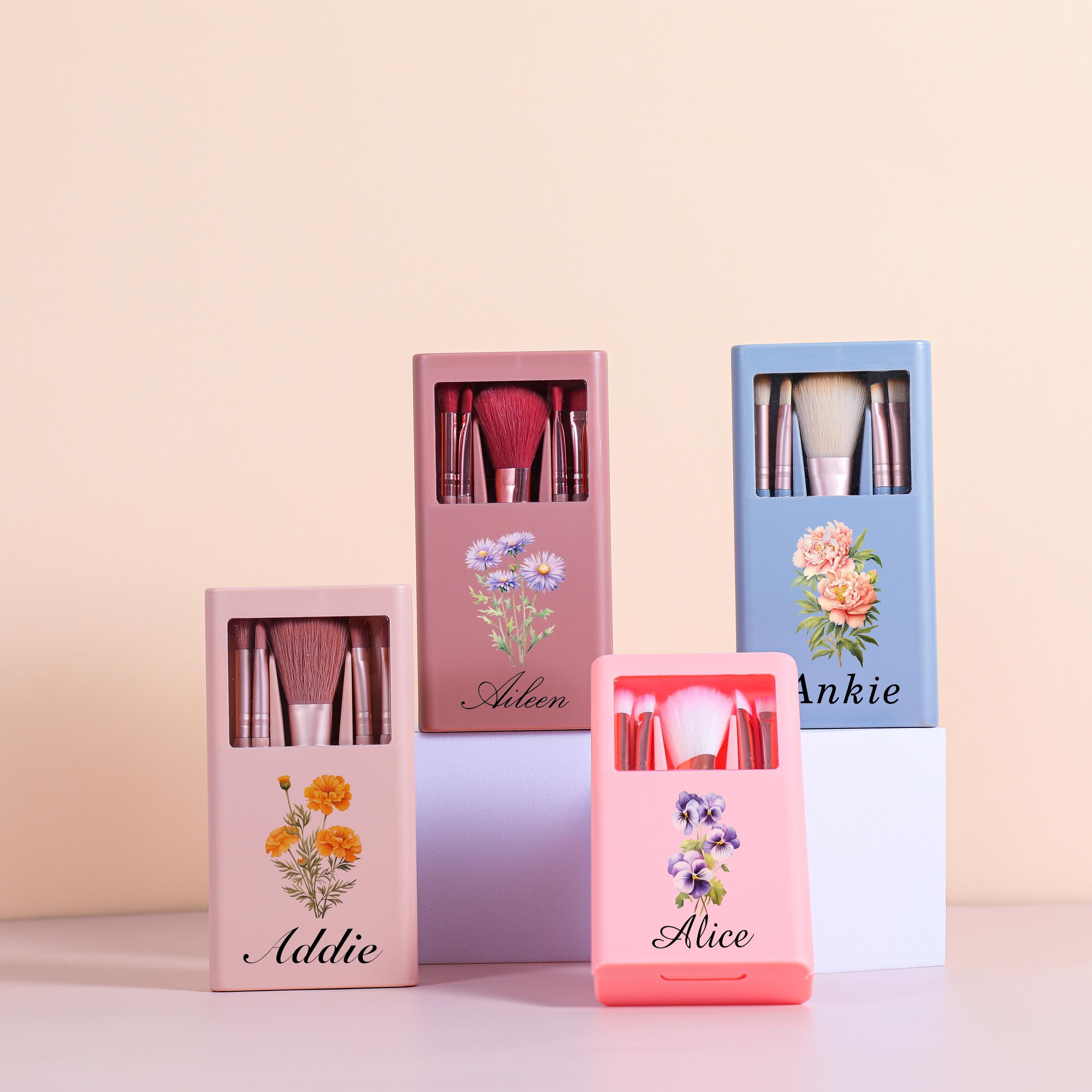 Personalized Birth Flower Makeup Brush Set/ Brushes Bag/ Bridesmaid ...