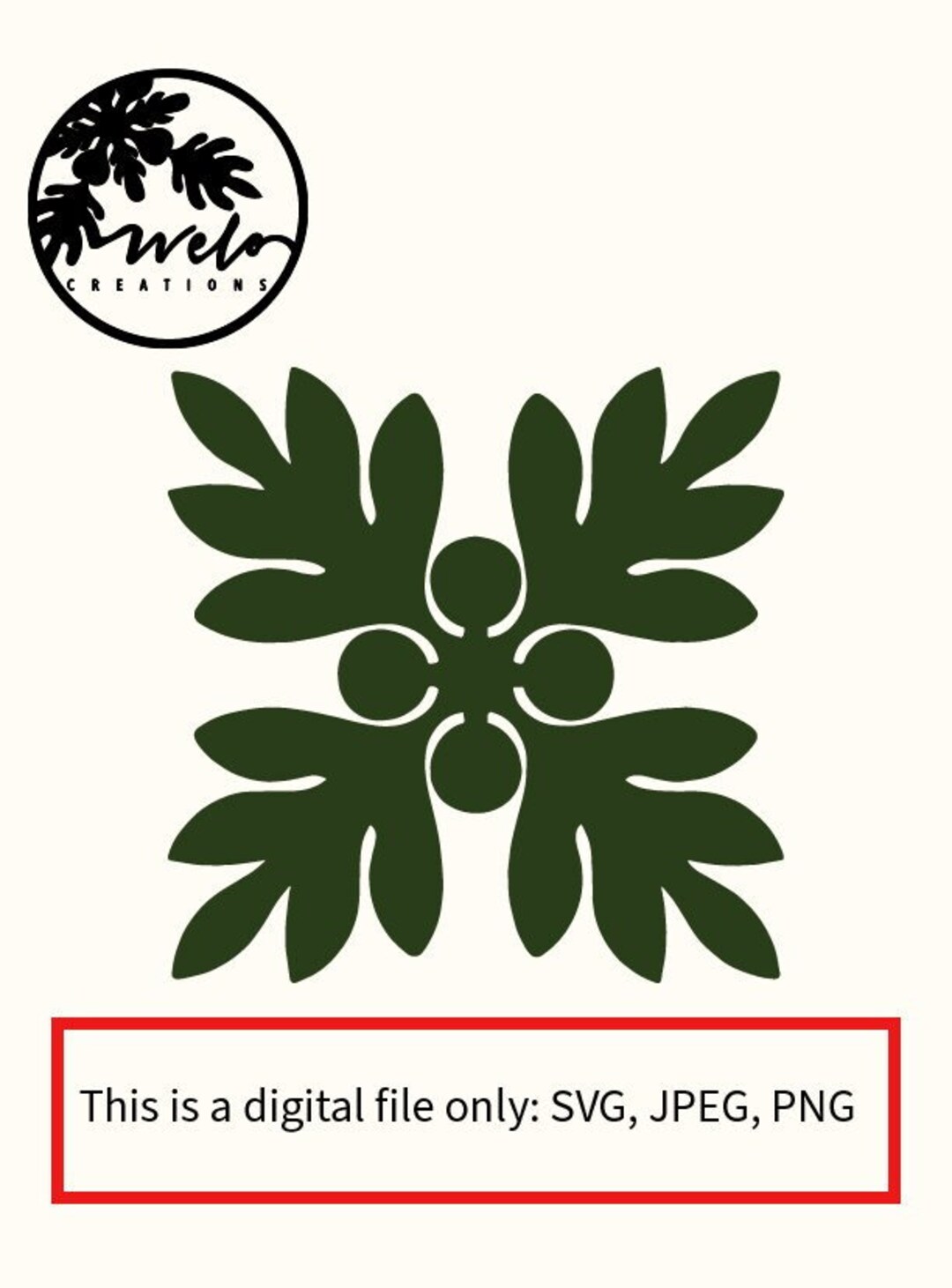 Simple Hawaiian Quilt- 'ulu Cut File, Kuiki, Crafting, Glowforge ...