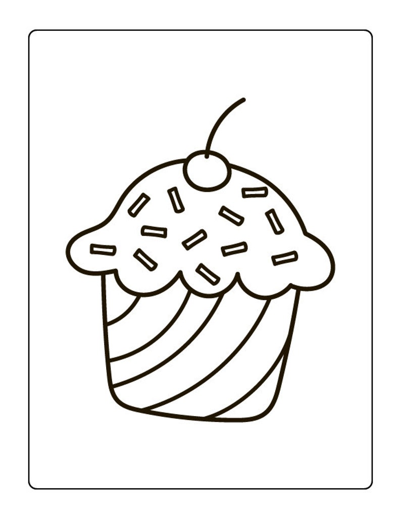 DIGITAL DOWNLOAD Kids Coloring Pages Printable. Sweet Cupcakes ...