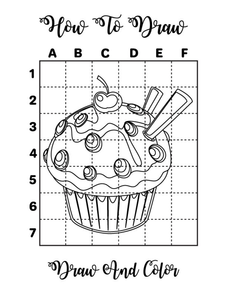 DIGITAL DOWNLOAD Printable How-to-draw Cupcakes Grid Activities - Etsy