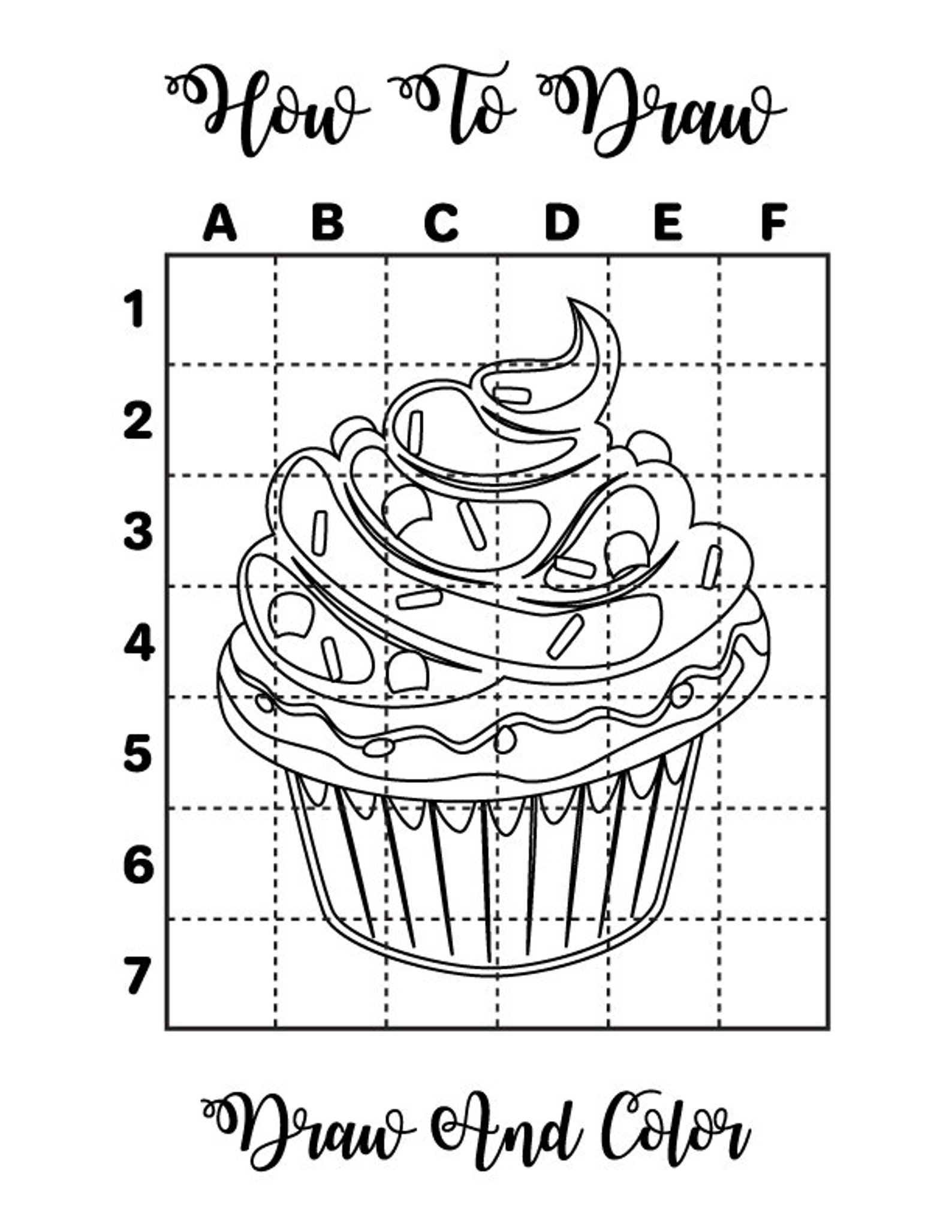 DIGITAL DOWNLOAD Printable How-to-draw Cupcakes Grid Activities - Etsy