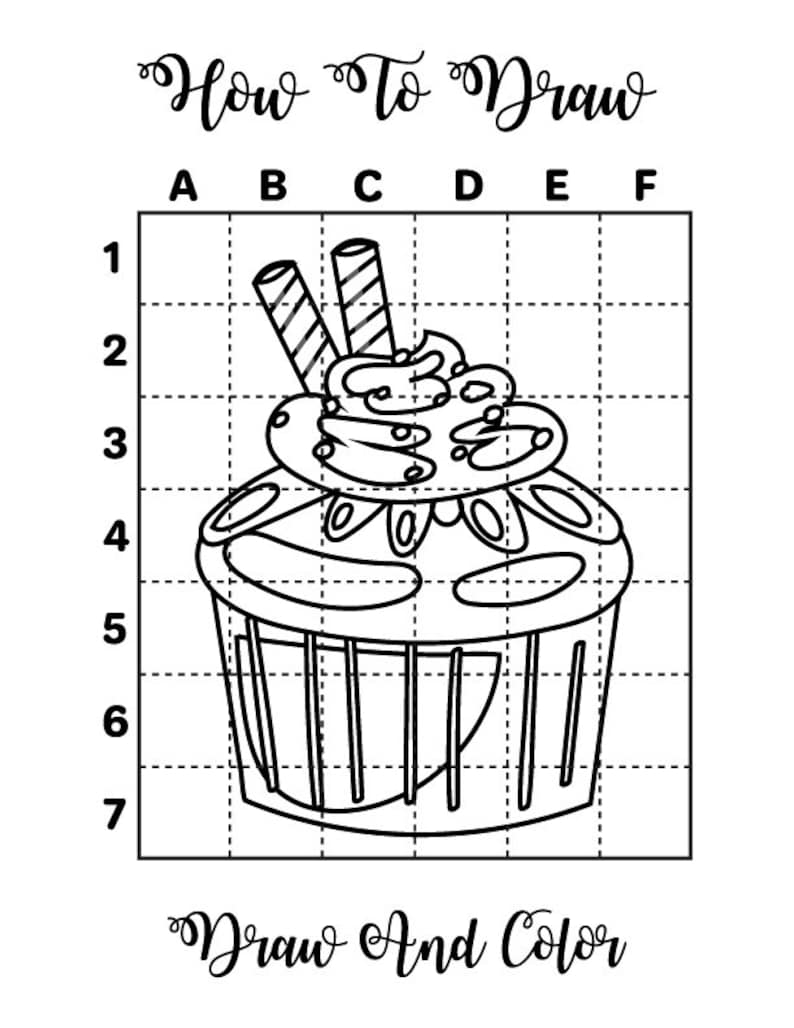 DIGITAL DOWNLOAD Printable How-to-draw Cupcakes Grid Activities - Etsy