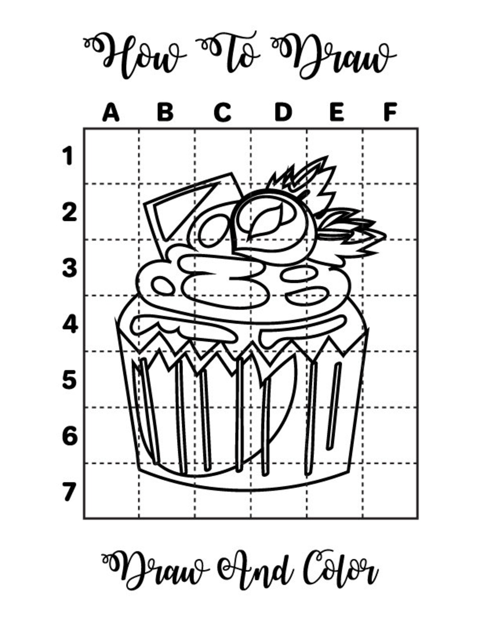 DIGITAL DOWNLOAD Printable How-to-draw Cupcakes Grid Activities - Etsy