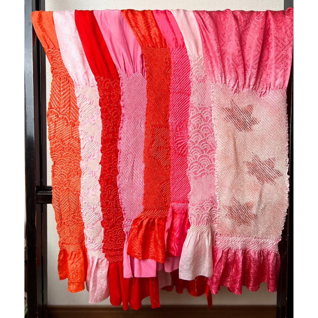Japanese Kimono Obiage Collection, Silk Fabric, Shibori ,silk Scarf ...