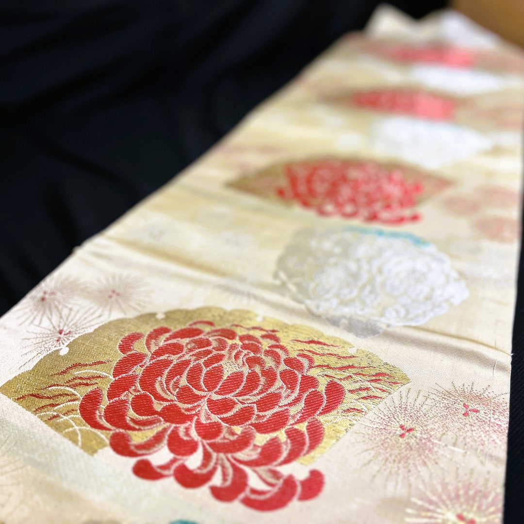Japanese, Vintage Obibelt, Obisash, Obi, Nagoya Obi J, Apanese, Kiku ...