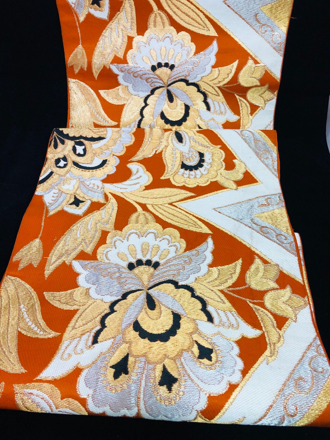 Japanese ,vintage Obibelt Gold Flower,gold Embroidery, Japanese Fabric ...