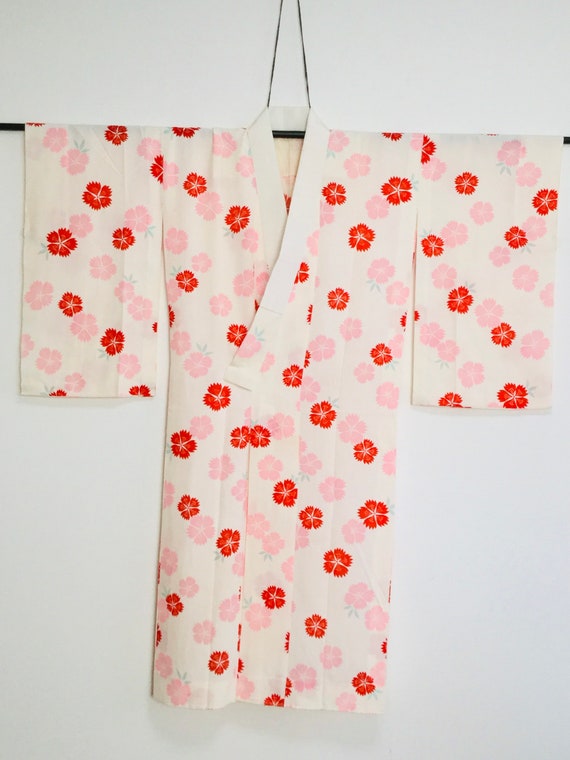 japanese antique kimono flower pattern kimono robe ,D… - Gem