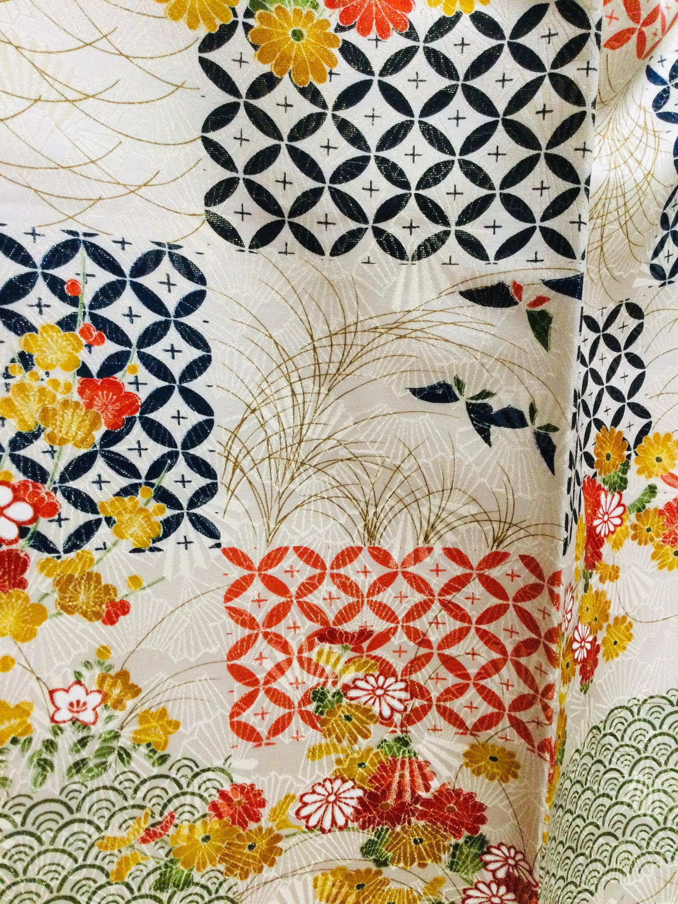 Japanese antique furisode flower pattern silk kimono robe | Etsy