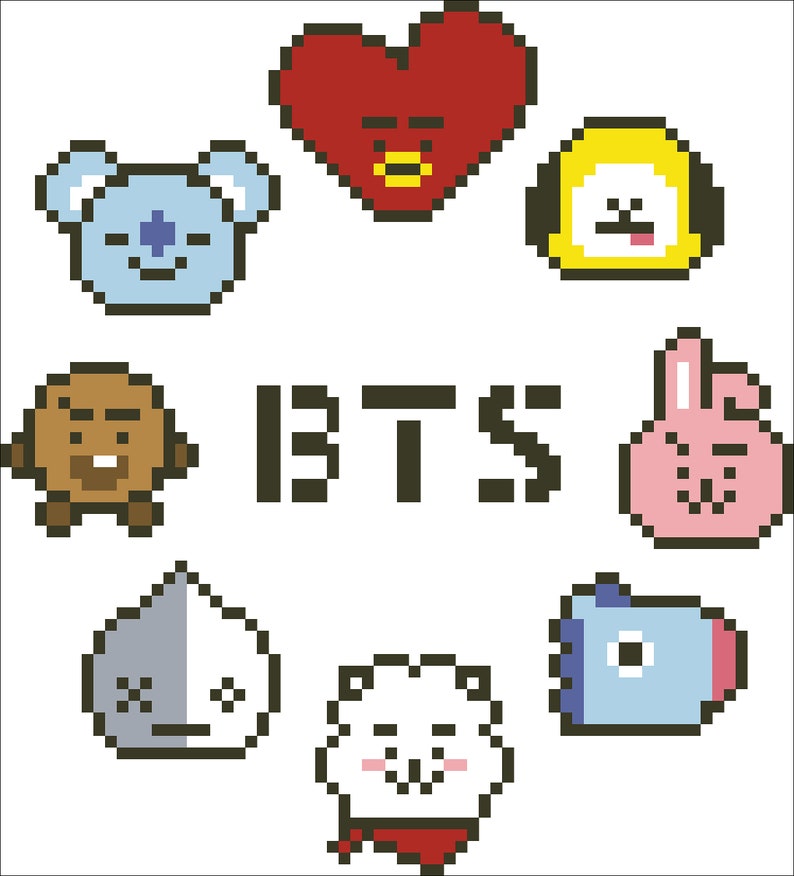 Cross stitch Pattern BTS BT21 Pattern PDF Cross stitch | Etsy
