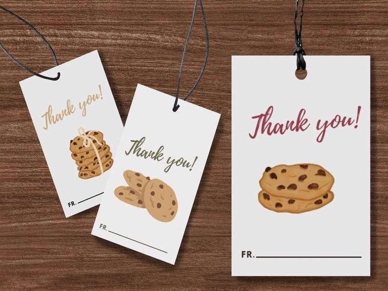 Handcrafted Cookie Gift Tags: Printable Thank You Tags (PDF) - Etsy