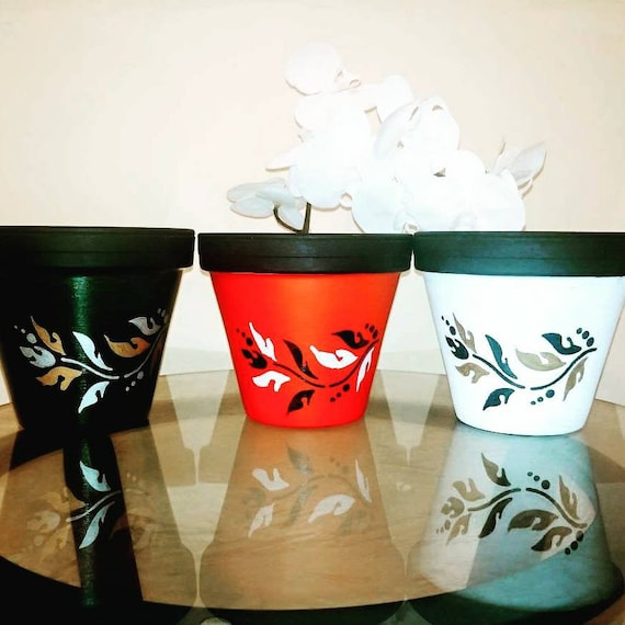 Beautiful Painted Home Decor Ceramic Flower Clay Pots | Etsy Canada