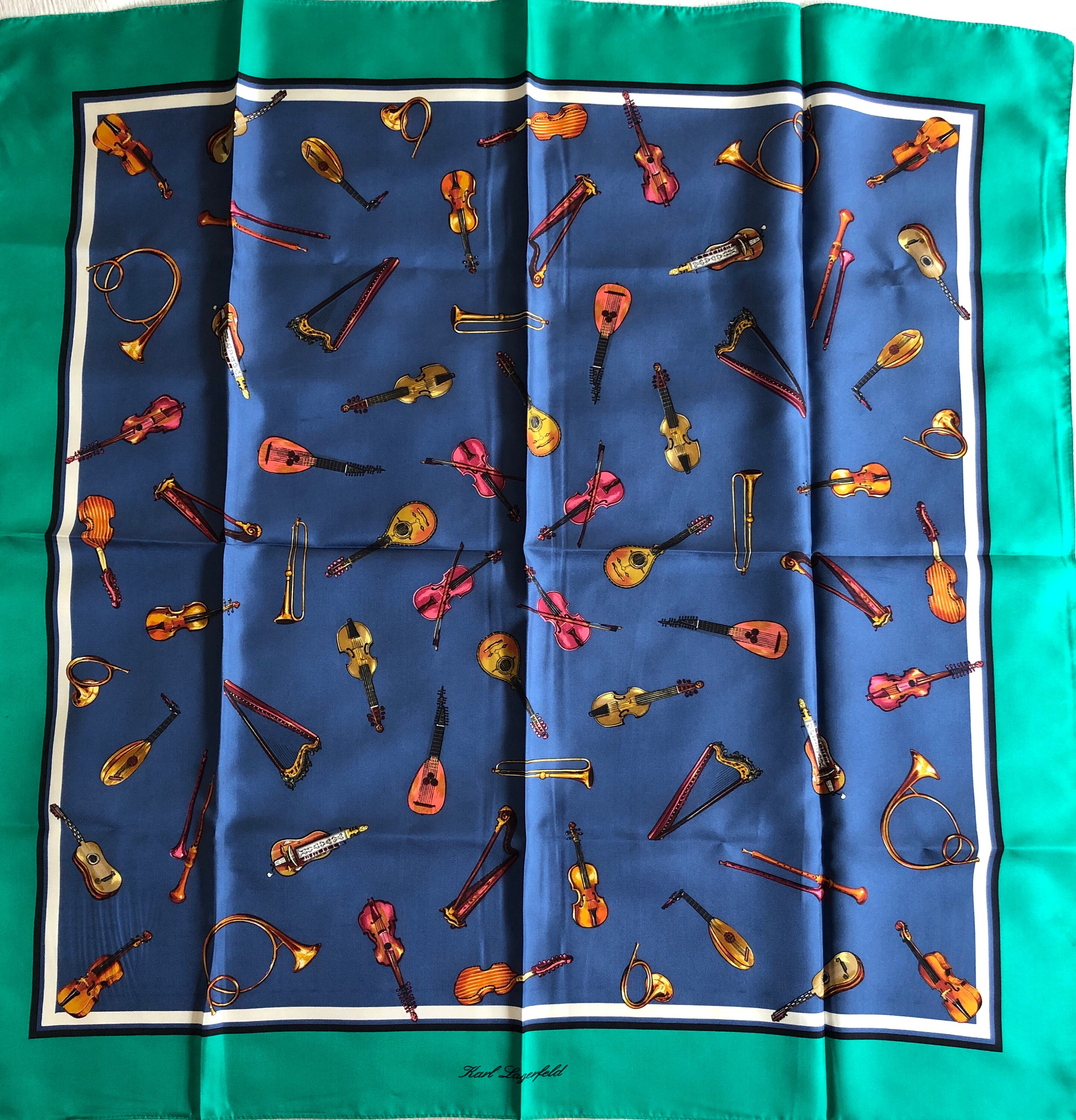 Rare Vintage KARL LAGERFELD Musical Instruments Silk Scarf - Etsy