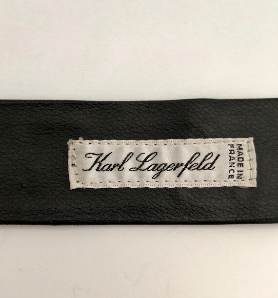 Vintage KARL LAGERFELD Letter Black Leather Belt - Gem