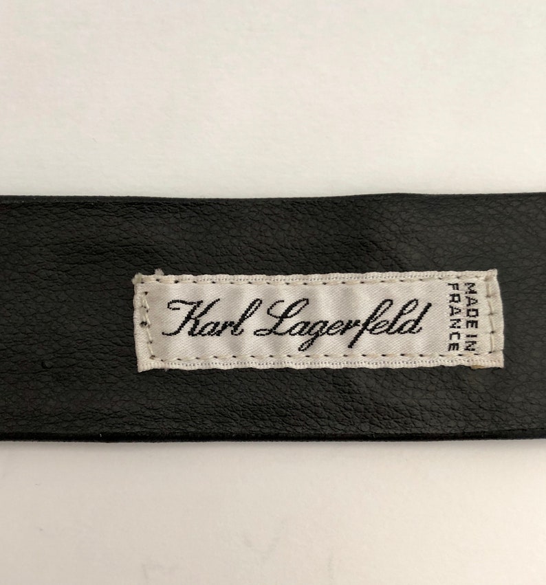 Vintage KARL LAGERFELD Letter Black Leather Belt - Etsy