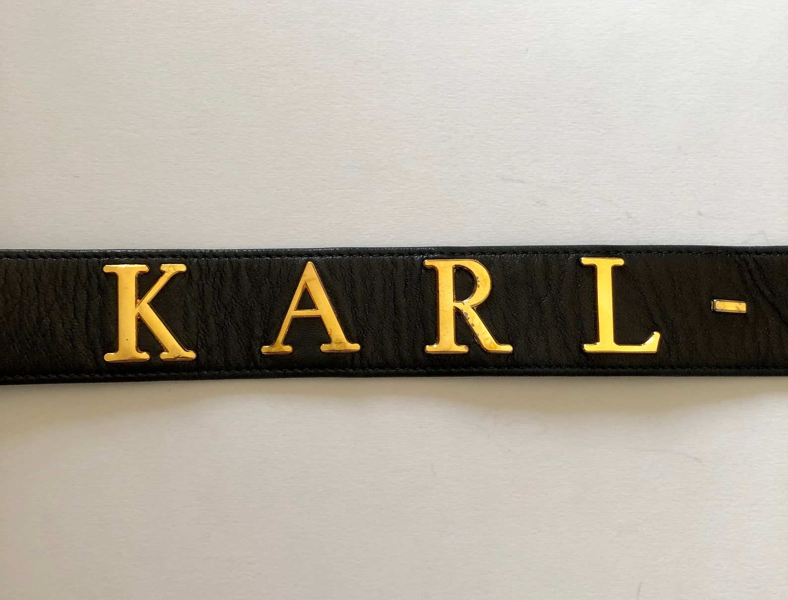 Vintage KARL LAGERFELD Letter Black Leather Belt - Etsy