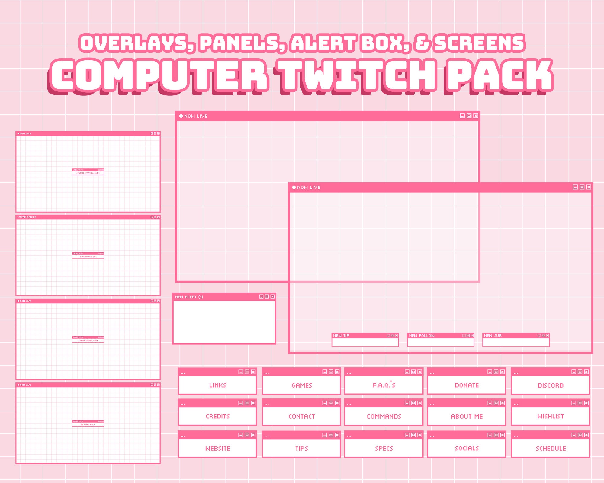 Pink Computer Twitch Overlay | Stream Package | INSTANT DOWNLOAD - Etsy ...