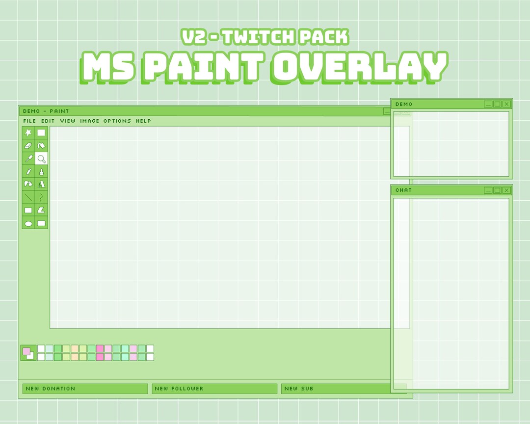 Cute Green MS Paint Twitch Overlay | Creative Art Stream | Streaming ...