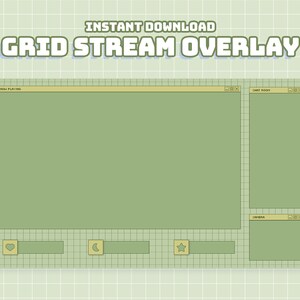 Light Green Grid Stream Overlay | Computer Streaming Graphics Aesthetic ...