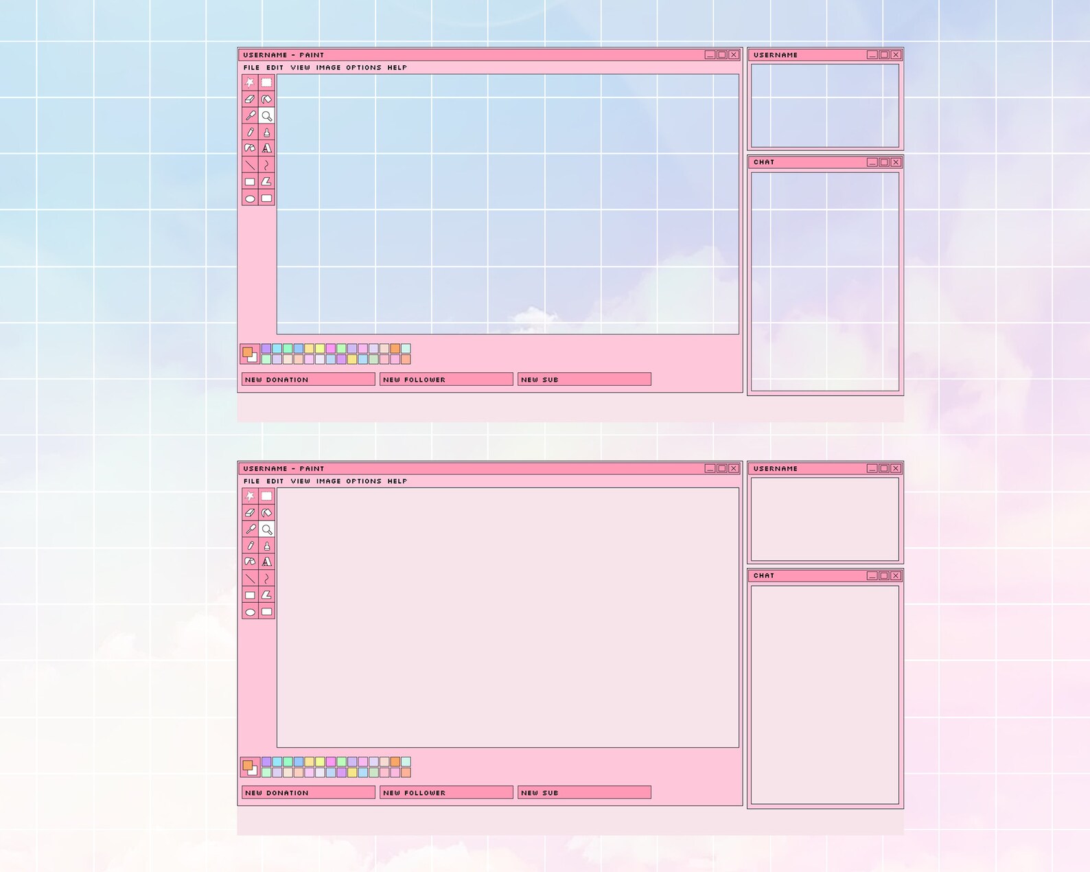 Cute Pink MS Paint Twitch Overlay | Creative Art Stream | Personalize ...