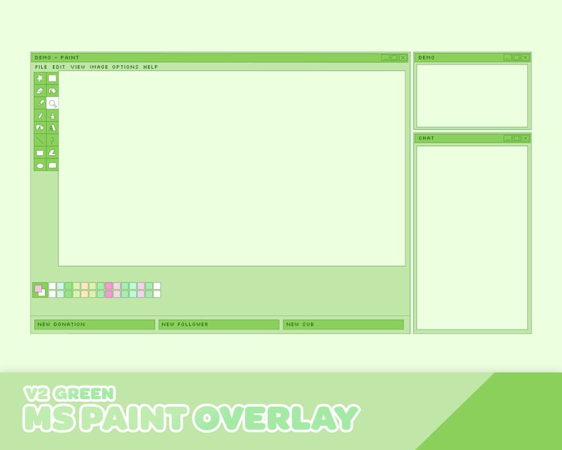 Cute Green MS Paint Twitch Overlay | Creative Art Stream | Streaming ...