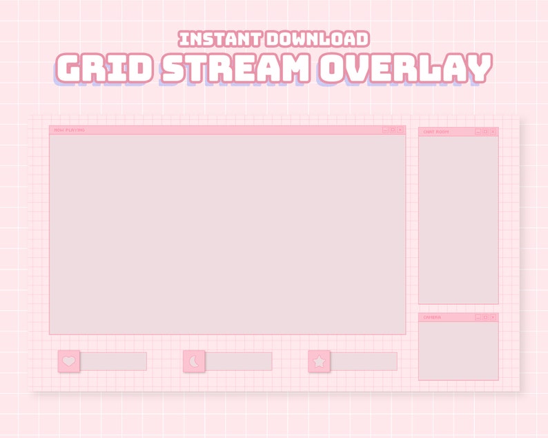 Light Pink Grid Stream Overlay Computer Streaming Graphics - Etsy