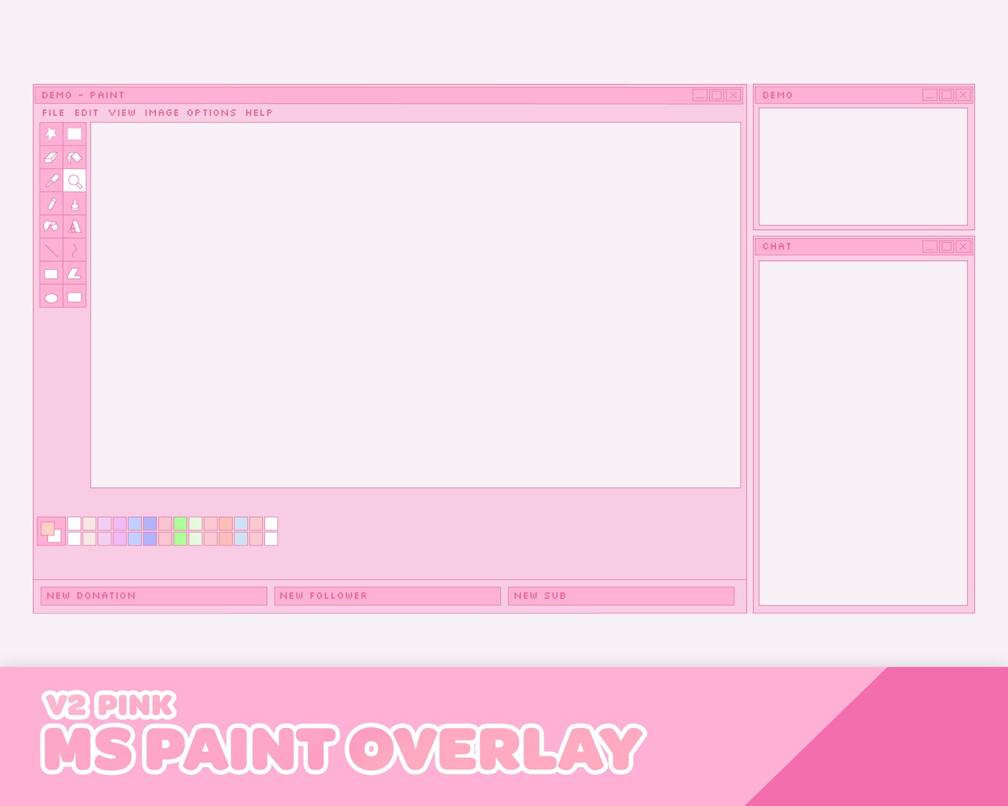 Cute PINK MS Paint Twitch Overlay Creative Art Stream V2 - Etsy Canada