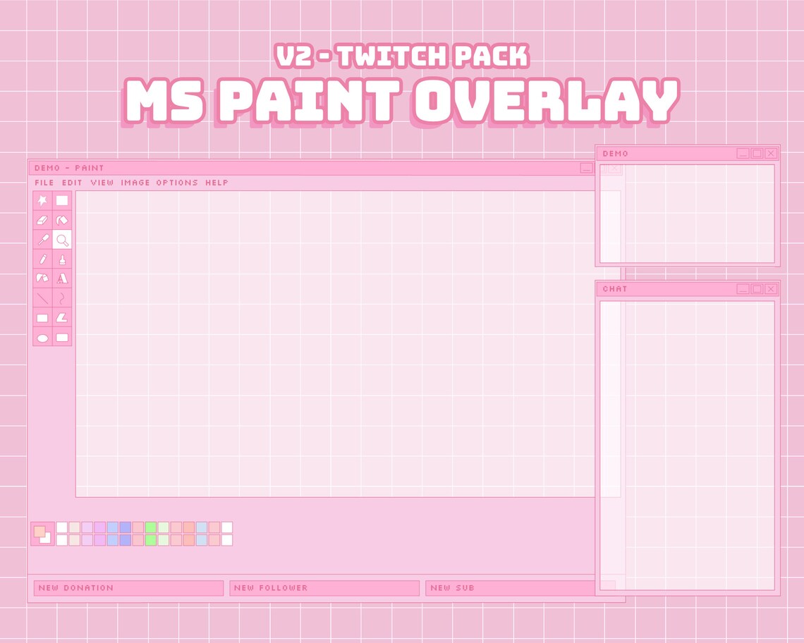 Cute PINK MS Paint Twitch Overlay Creative Art Stream V2 - Etsy Canada