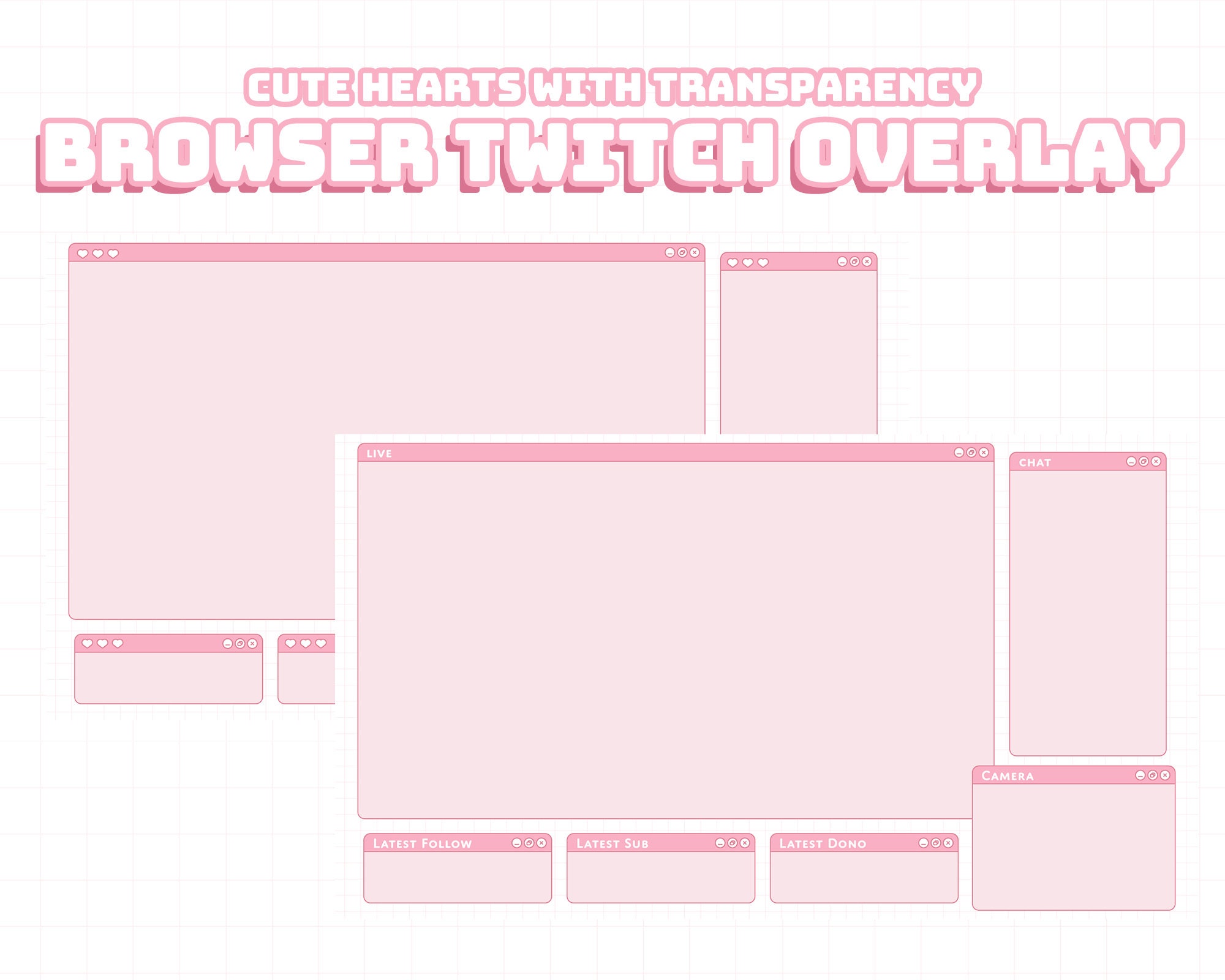 Cute Pink Browser Twitch Overlay | Streaming Overlay | Kawaii Twitch ...