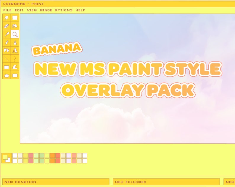 Cute Yellow Banana MS Paint Twitch Overlay V2 | Etsy