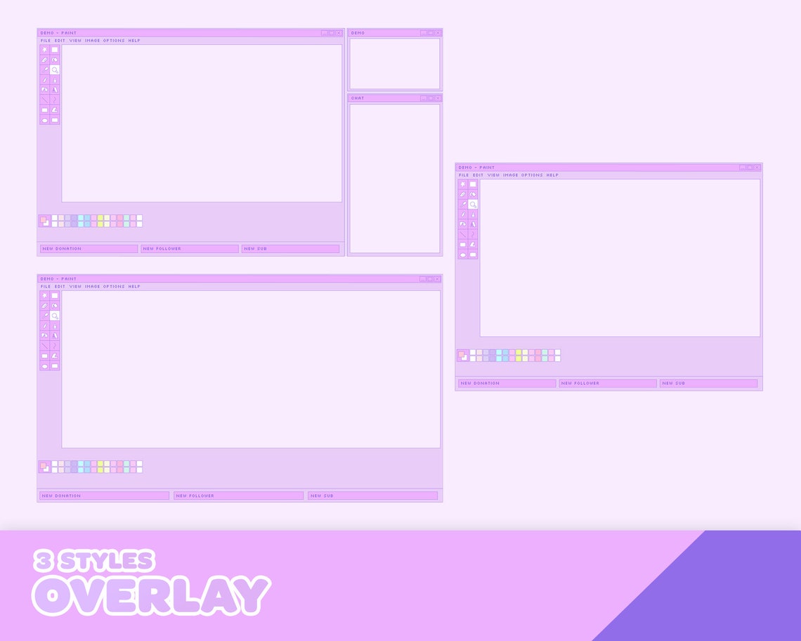 Cute Purple MS Paint Twitch Overlay | Creative Art Stream | Streaming ...